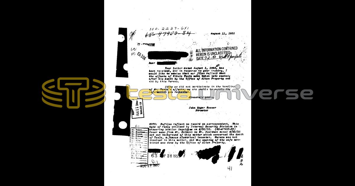 Nikola Tesla FBI Files - Page 41 | Tesla Universe