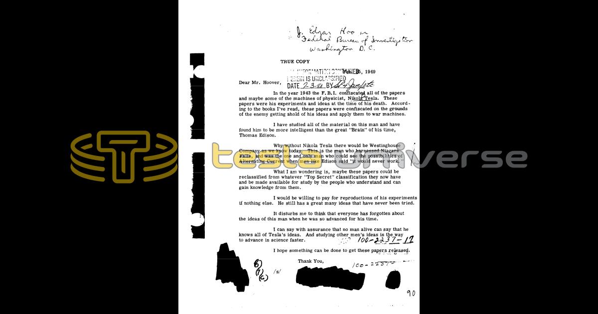 Nikola Tesla FBI Files - Page 90 | Tesla Universe