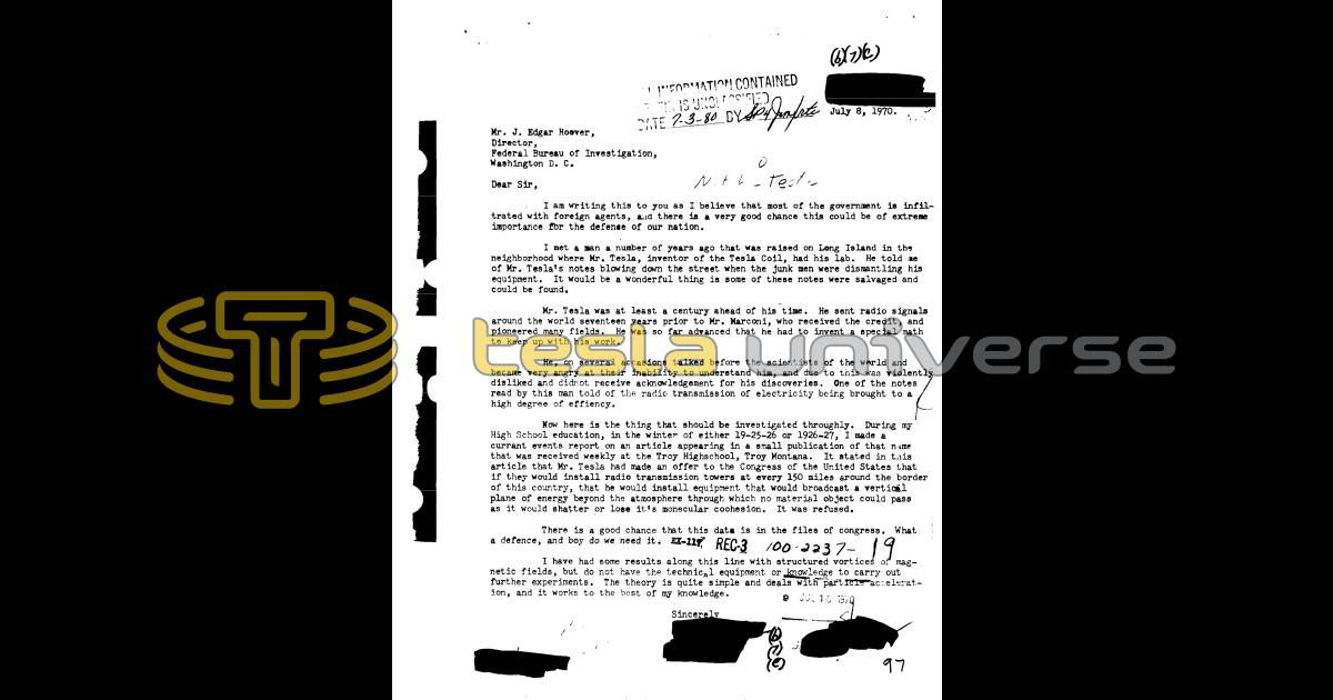 Nikola Tesla FBI Files - Page 97 | Tesla Universe