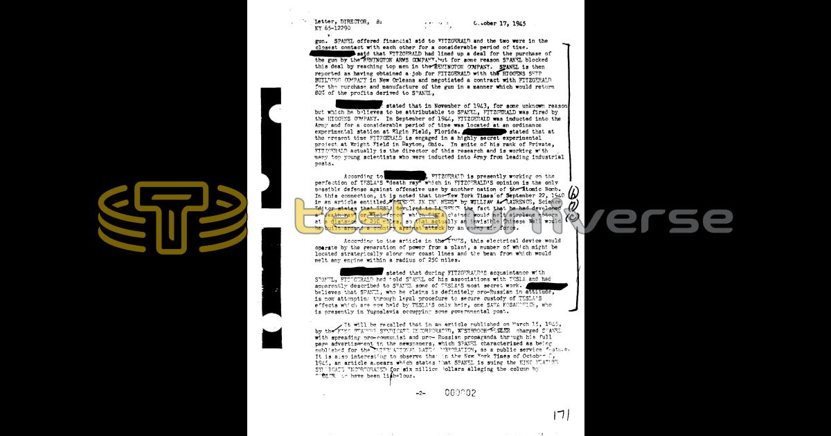 Nikola Tesla FBI Files - Page 171 | Tesla Universe