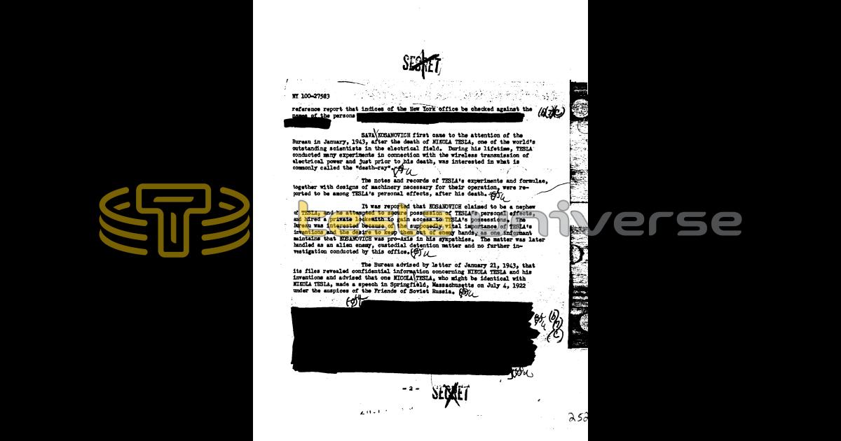 Nikola Tesla FBI Files - Page 252 | Tesla Universe